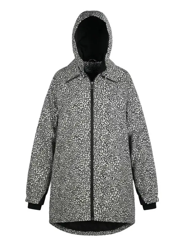 Valentino Garavani Hooded Leopard-print Zip-up Coat - Black