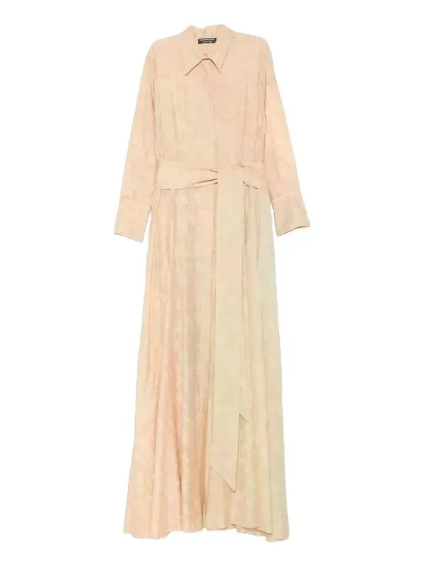 ALESSANDRO LEGORA Belted Floral-jacquard Maxi Dress - Neutrals