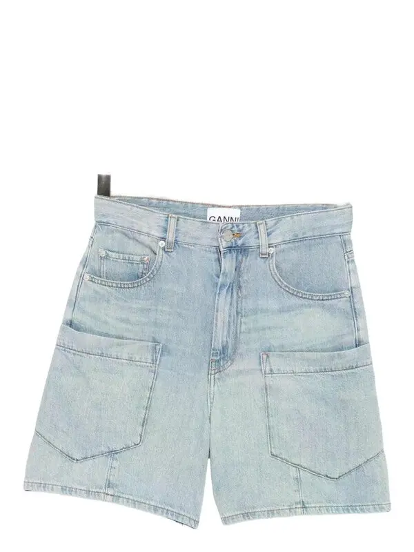 GANNI Patch-pocket Denim Shorts - Blue