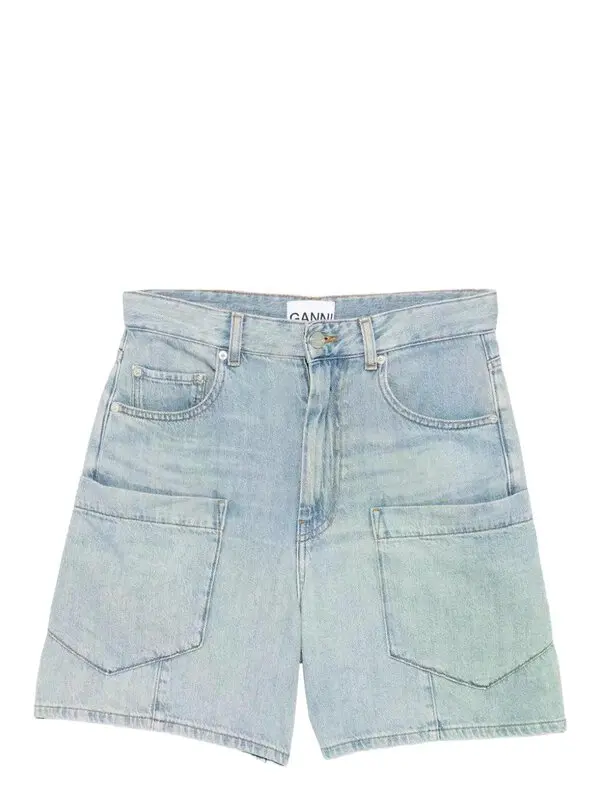 GANNI Patch-pocket Denim Shorts - Blue