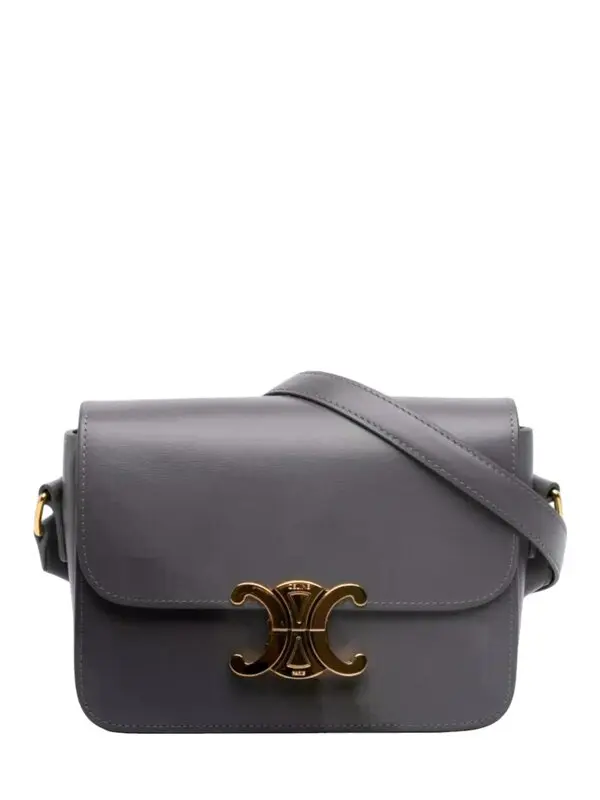 Celine Triomphe Crossbody Bag In Shiny Calfskin - Grey