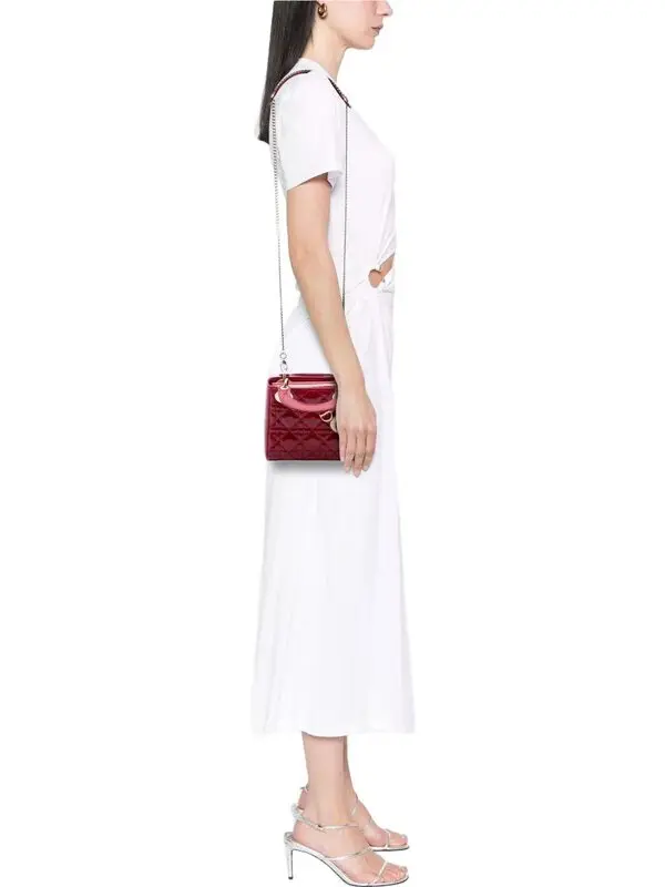 Dior Mini Patent Cannage Lady Satchel - Red