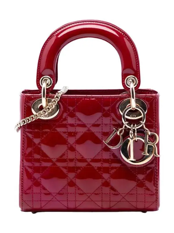 Dior Patent Cannage Lady Satchel - Red