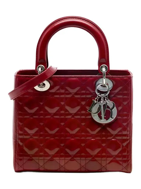 Dior Patent Cannage Lady Satchel - Red