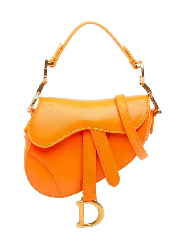 Dior Micro Goatskin Saddle Bag Satchel - Orange