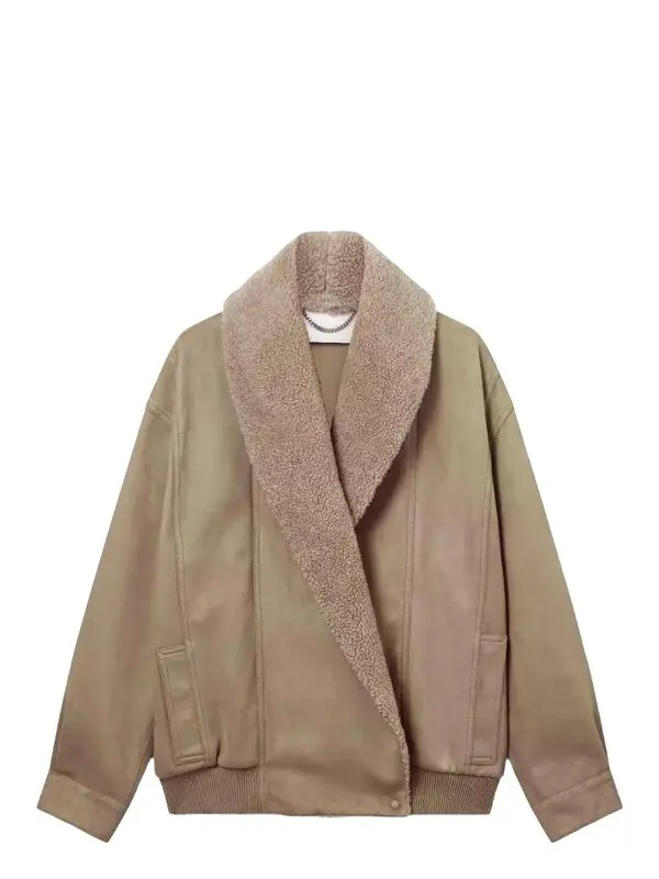 Stella McCartney Faux Shearling Trim Bomber Jacket - Neutrals