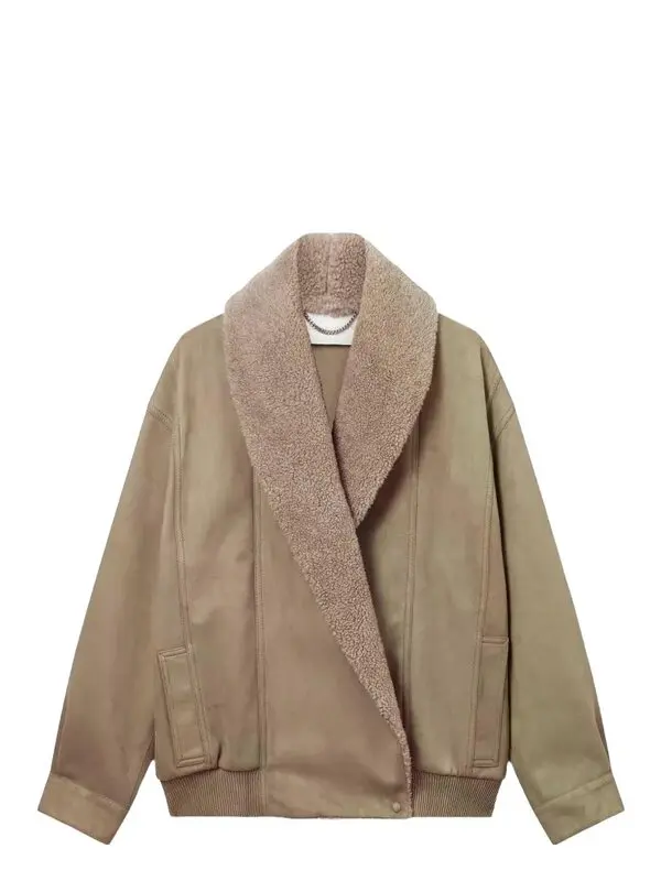 Stella McCartney Faux Shearling Trim Bomber Jacket - Neutrals