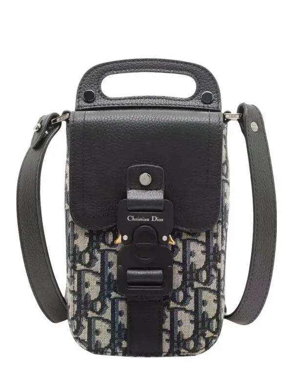 Dior Oblique Canvas Saddle Vertical Pouch Satchel - Blue