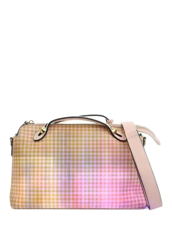 Fendi Medium Printed Leather Gingham Satchel - Pink