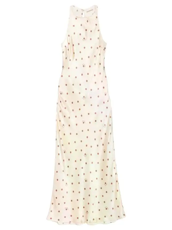 MC2 SAINT BARTH Polka Dot Silk Maxi Dress - Neutrals