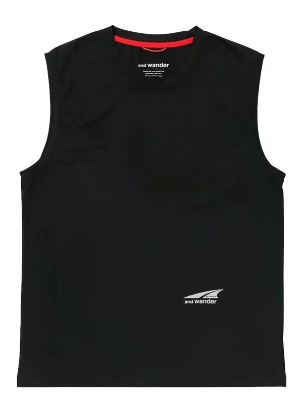 AND WANDER Logo Print Sleeveless T-shirt - Black