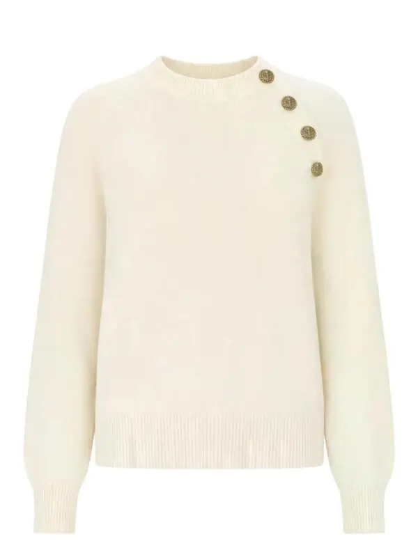 Balmain Button-embellished Raglan-sleeve Sweater - Neutrals