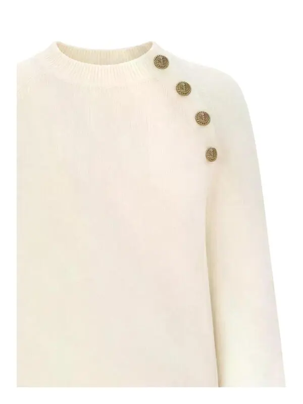 Balmain Button-embellished Raglan-sleeve Sweater - Neutrals
