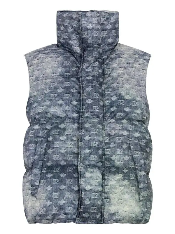 Dsquared2 Monogram Denim Print Quilted Vest - Blue