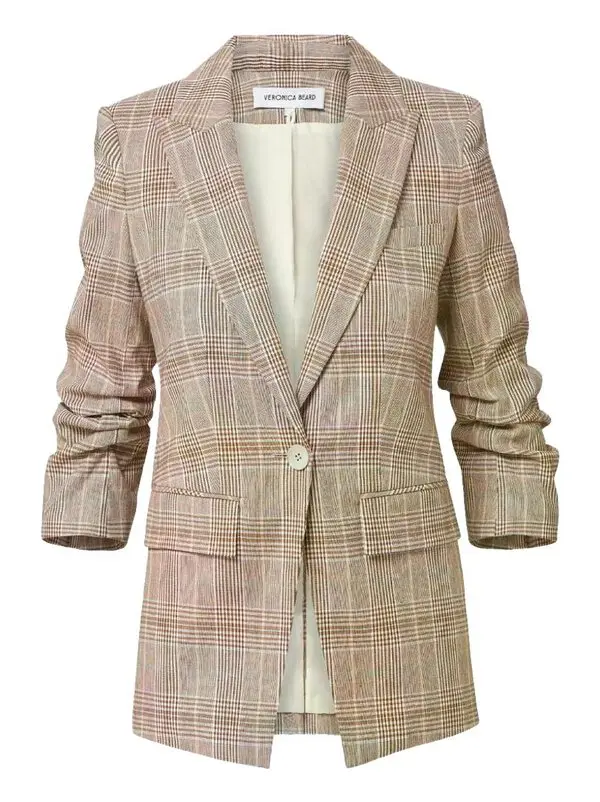 Veronica Beard Clayton Single-breasted Check-pattern Cotton Blazer - Neutrals