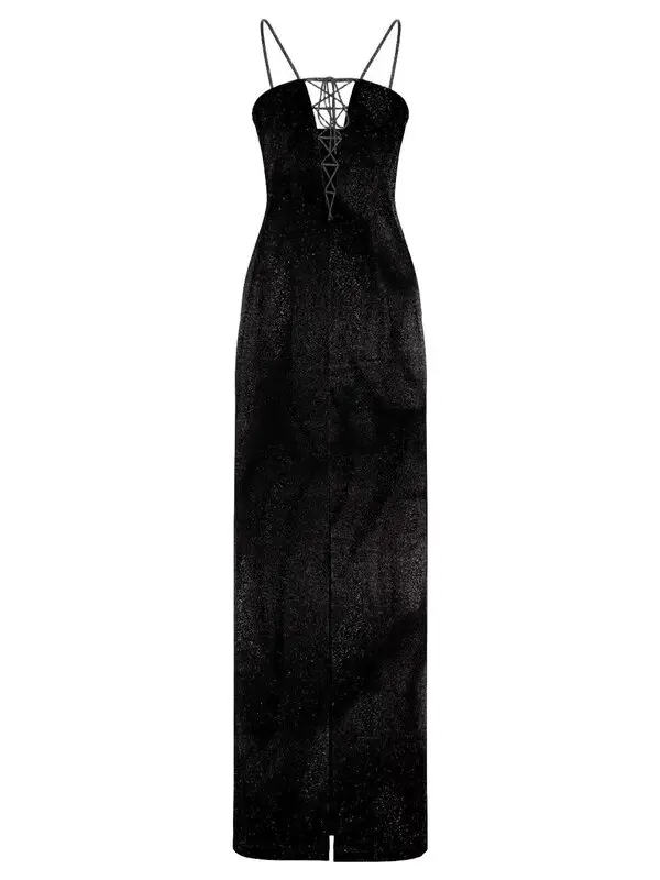 MARGHERITA MACCAPANI Iris Maxi Dress With Front Lace-up - Black