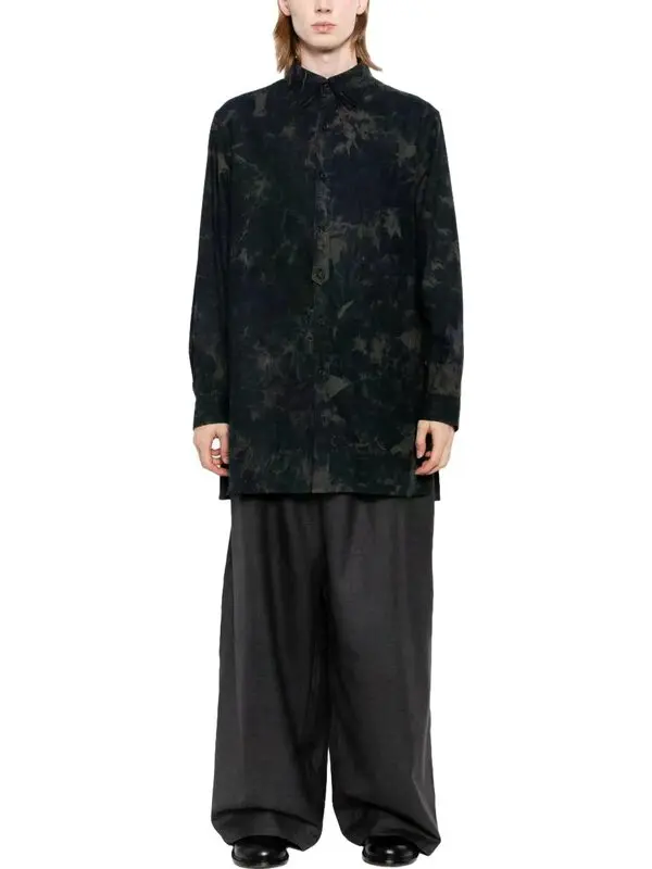 Yohji Yamamoto Triple-collar Tab-placket Shirt - Black
