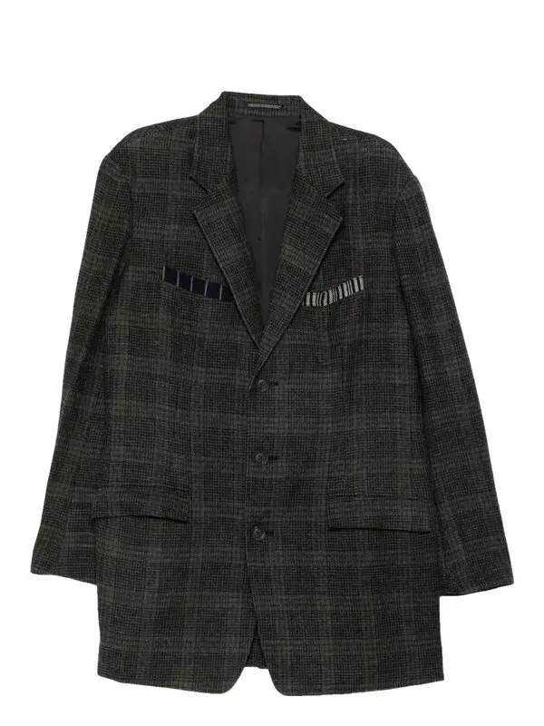 Yohji Yamamoto Check-pattern Box-pocket Blazer - Brown