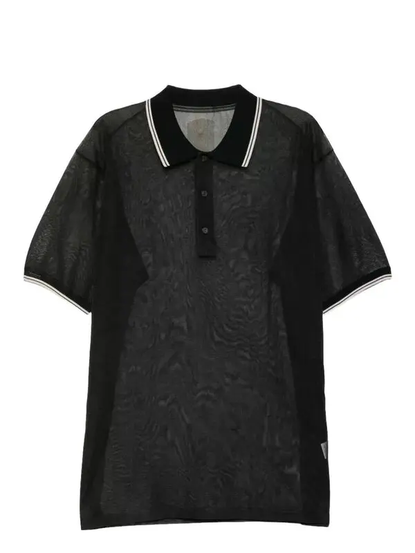 Yohji Yamamoto Mesh Panelling Polo Shirt - Black