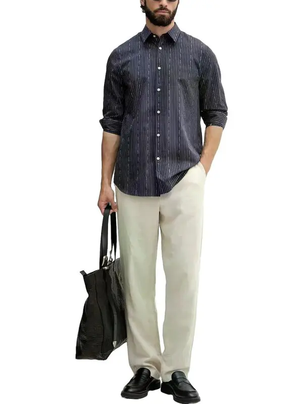 Guess Logo-stripe Patterned Shirt - Blue