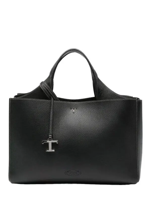 TOD'S Hanging T Leather Tote Bag - Black