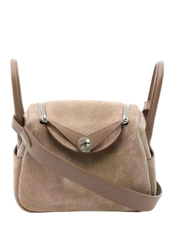 Hermès 2024 Mini Lindy Tote Bag In Beige Suede - Neutrals