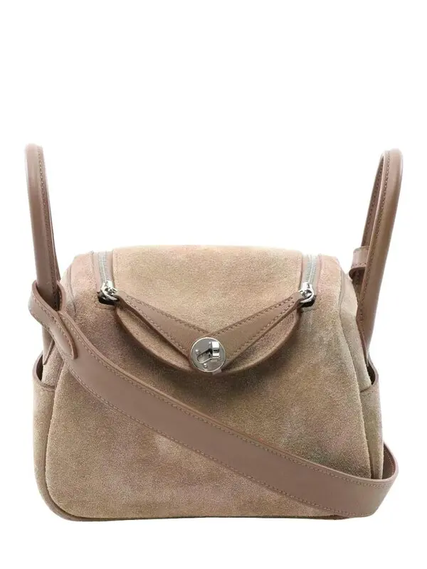 Hermès 2024 Mini Lindy Tote Bag In Beige Suede - Neutrals