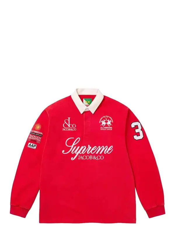 Supreme La Martina Logo-print Long-sleeve Polo Shirt - Red