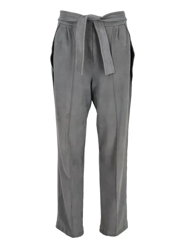 Giorgio Armani Belted Pleated Trousers - Grey