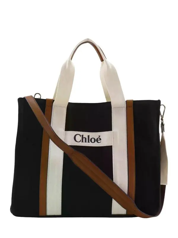 Chloé Canvas Diaper Bag Satchel - Black
