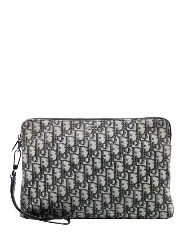 Dior Oblique Canvas Zipped Pouch Clutch Bag - Black