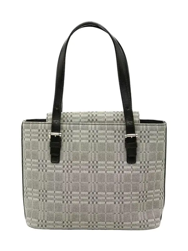 Burberry Tonal Check Canvas Tote Bag - Grey