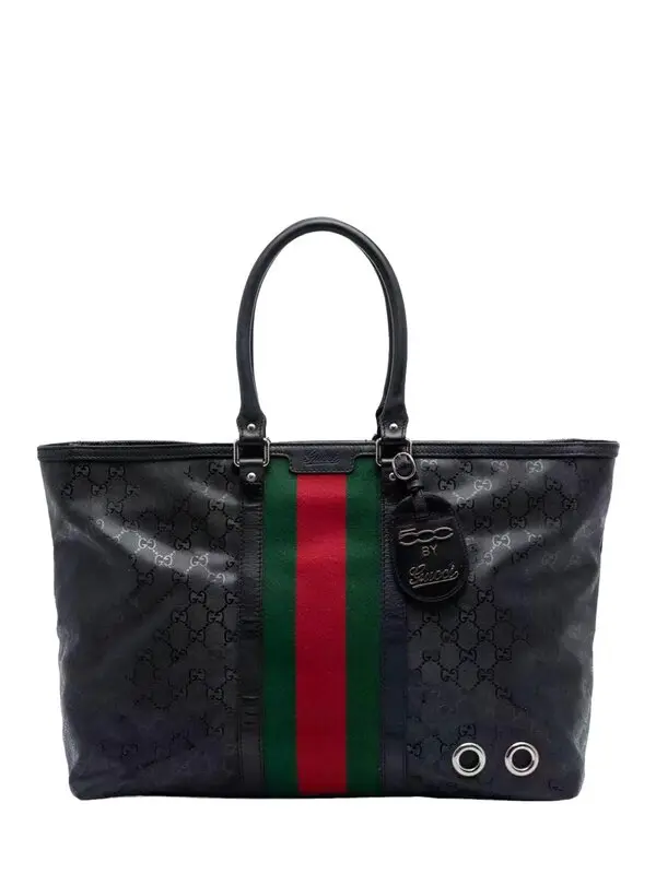 Gucci Large Gg Imprime Web Tote Bag - Black