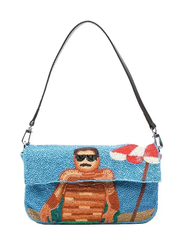Staud Tommy Bead-embellished Shoulder Bag - Blue