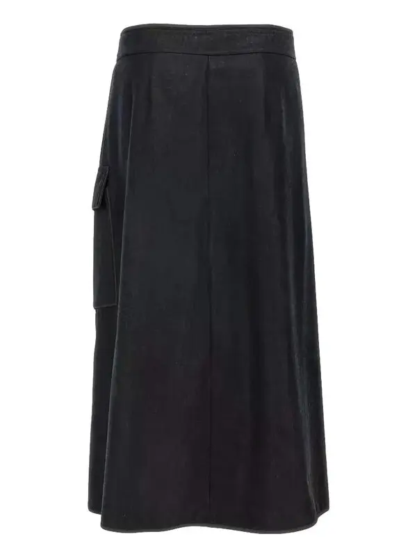 Brunello Cucinelli Wool Wrap Midi Skirt - Grey