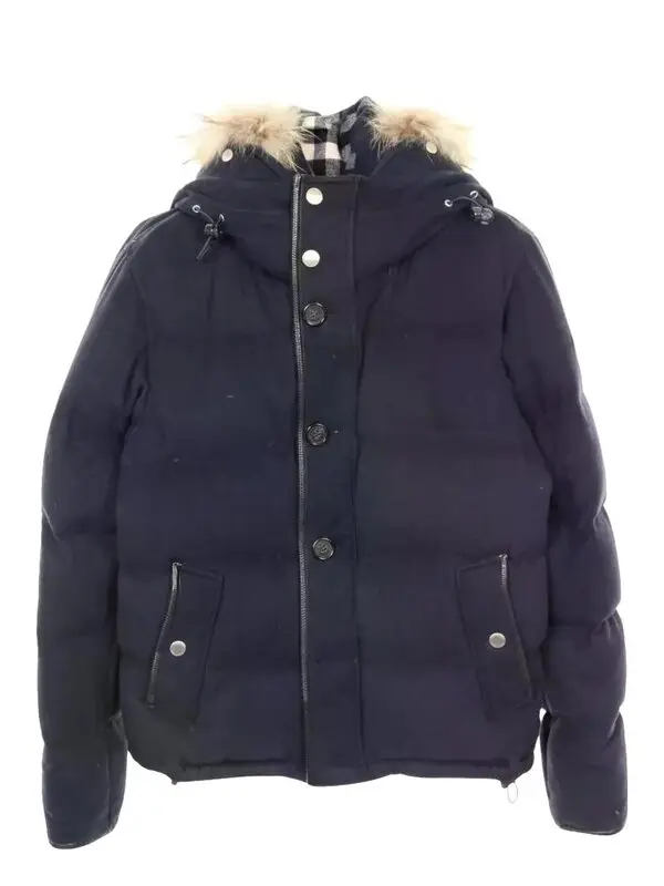 Burberry Down Jacket With Detachable Hood And Faux Fur Trim - Blue