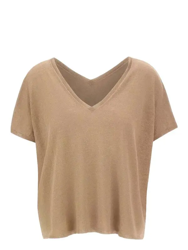 KANGRA V-neck Short-sleeve Top - Neutrals