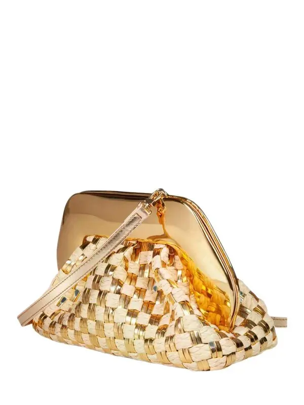THEMOIRE Tia Woven Clutch Bag - Gold