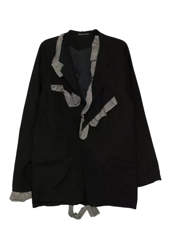 Yohji Yamamoto Ruffled Embroidered Blazer - Black