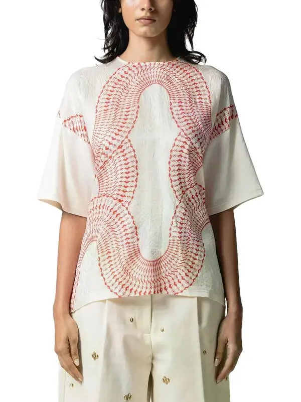 MULLER OF YOSHIOKUBO Radial Printed Open-back T-shirt - Neutrals