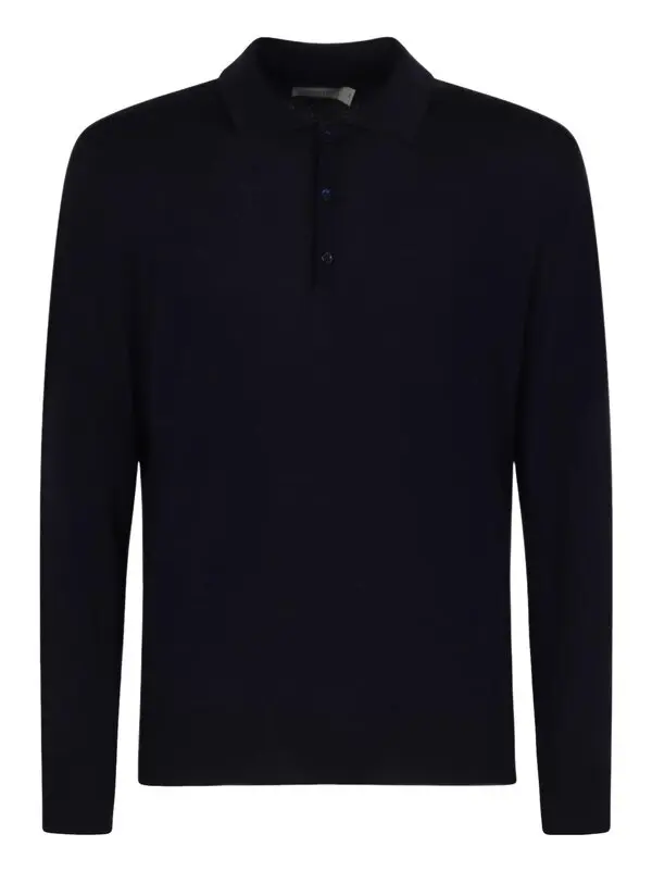 Canali Ribbed Wool Polo Shirt - No