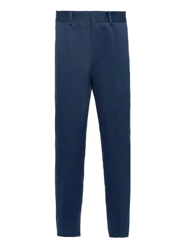 Prada Cotton Gabardine Pants With Triangle Logo - Blue