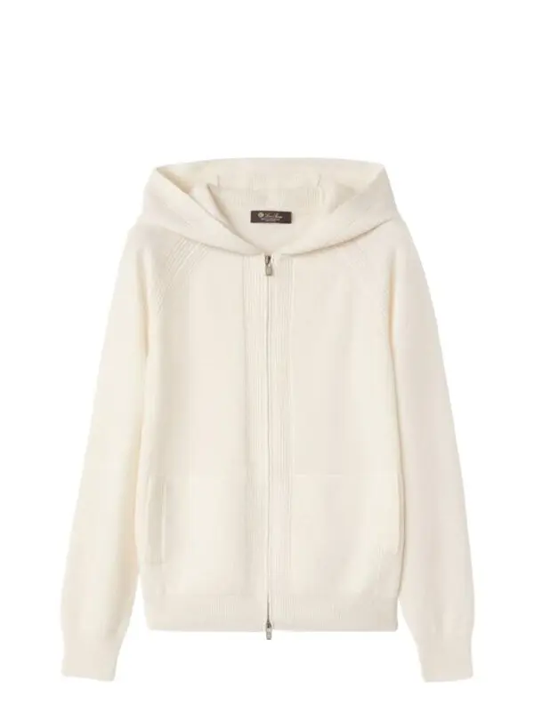 Loro Piana Zip-up Hooded Sweater - White