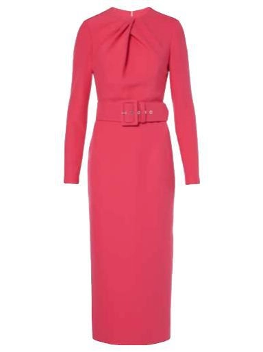 SAFIYAA LONDON Belted Midi Dress With Draped Neckline - Red