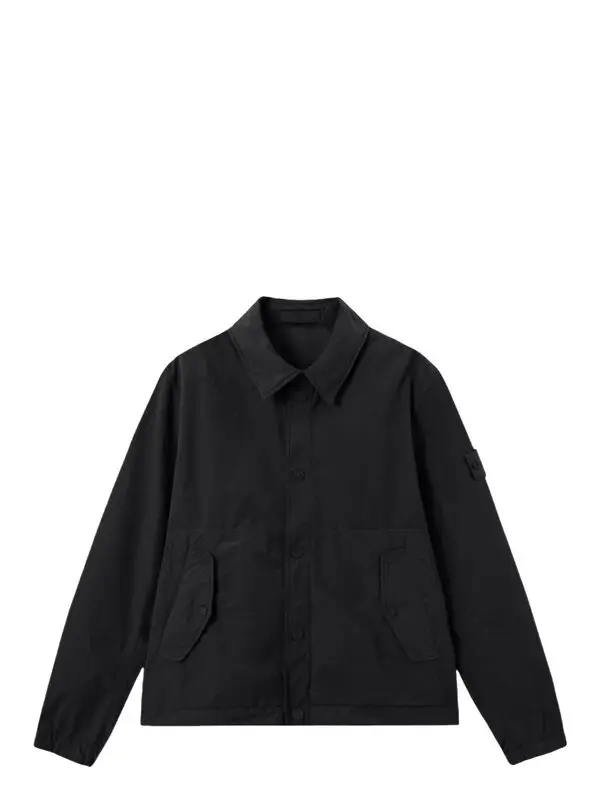 Stone Island Logo Patch Buttoned Jacket - Black