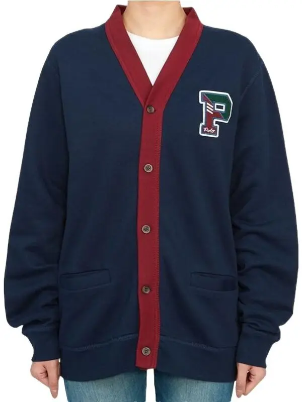 Ralph Lauren Long-sleeved Cardigan With Contrasting Trim - Navy