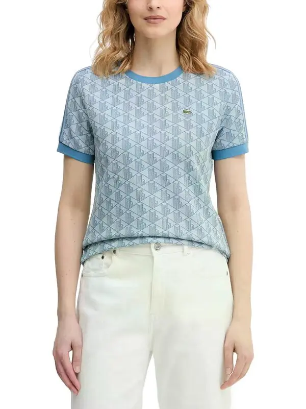 Lacoste Monogram Print Logo Patch T-shirt - Blue
