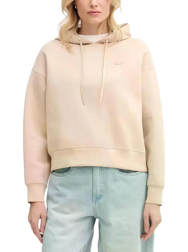 Lacoste Logo Patch Drawstring Hoodie - Neutrals