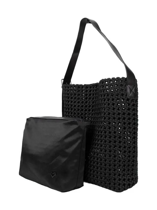 PRENELOVE Osler Woven Hand-knotted Hobo Bag - Black