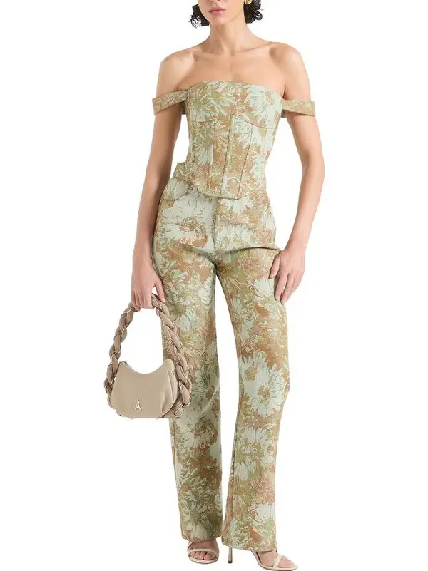 Manière De Voir Maniere De Voir Gia Jacquard High Waist Straight Leg Jeans - Sage